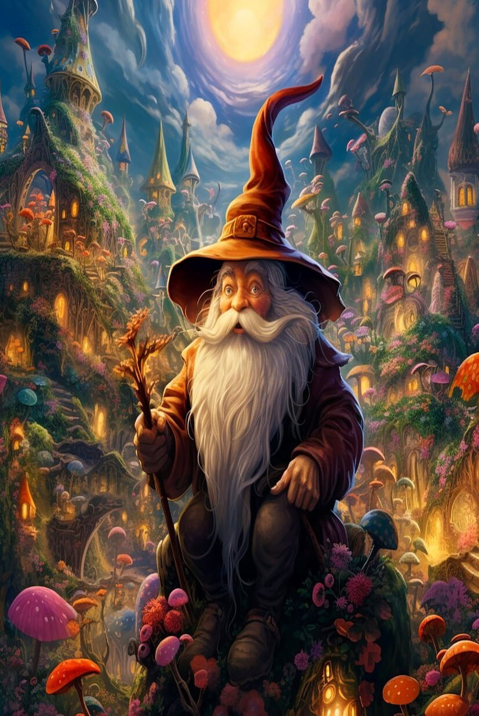 Puzzles for Adults 500 Pieces Portrait of Fantasy Wizard Gnome Wooden ...