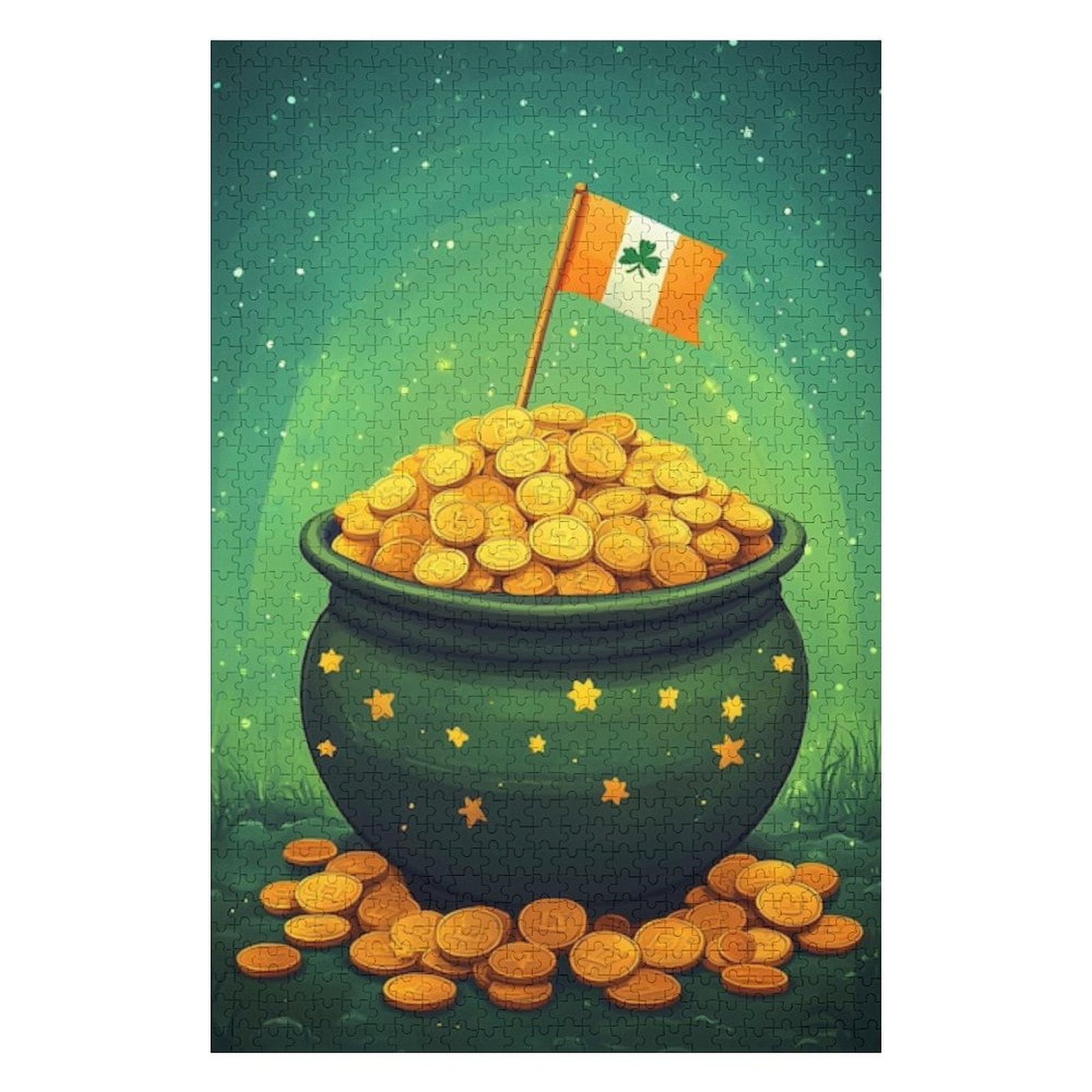 Puzzles for Adults 500 Pieces - Pot Gold Adorned With Irish Flag Starry ...