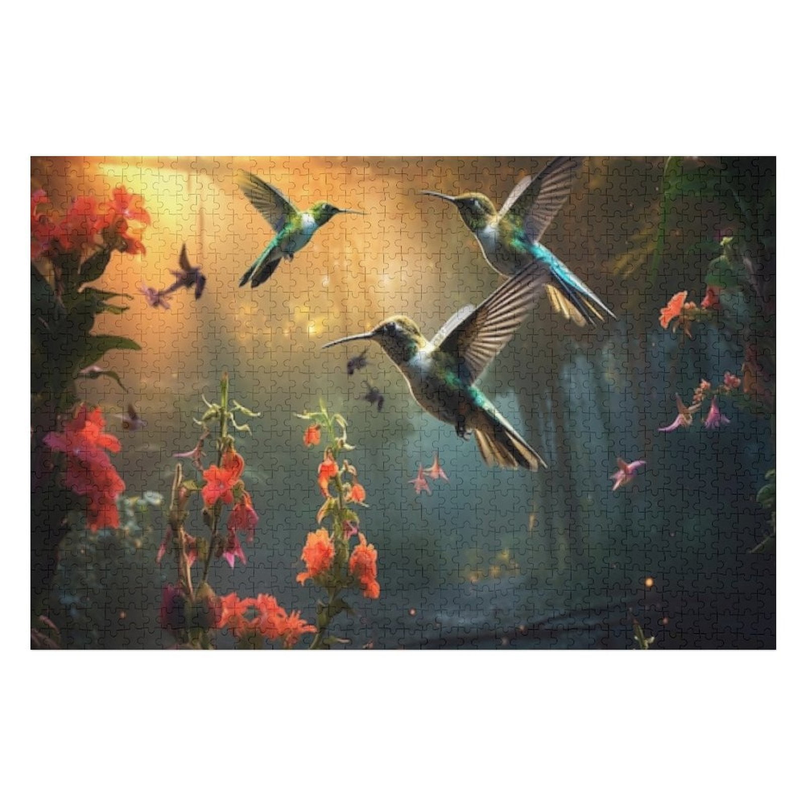 Puzzles for Adults 500 Pieces - Swarm Hummingbirds Feeding Nectar From ...