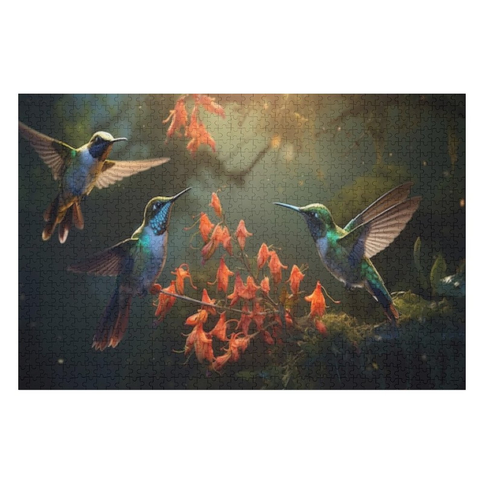 Puzzles for Adults 500 Pieces - Swarm Hummingbirds Feeding Nectar From ...