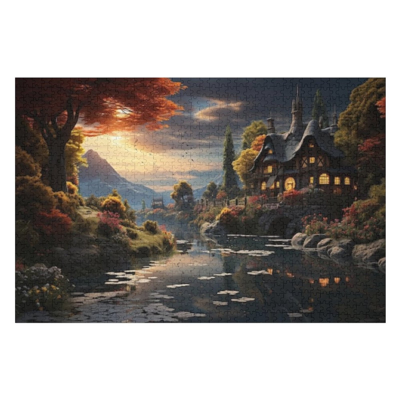 Puzzles for Adults 500 Pieces - Tranquil Sunset Reflects Water ...
