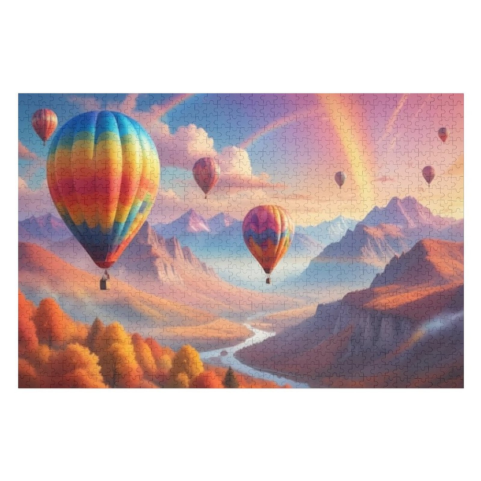 Puzzles for Adults 500 Pieces - Two Colorful Hot Air Balloons Floating ...