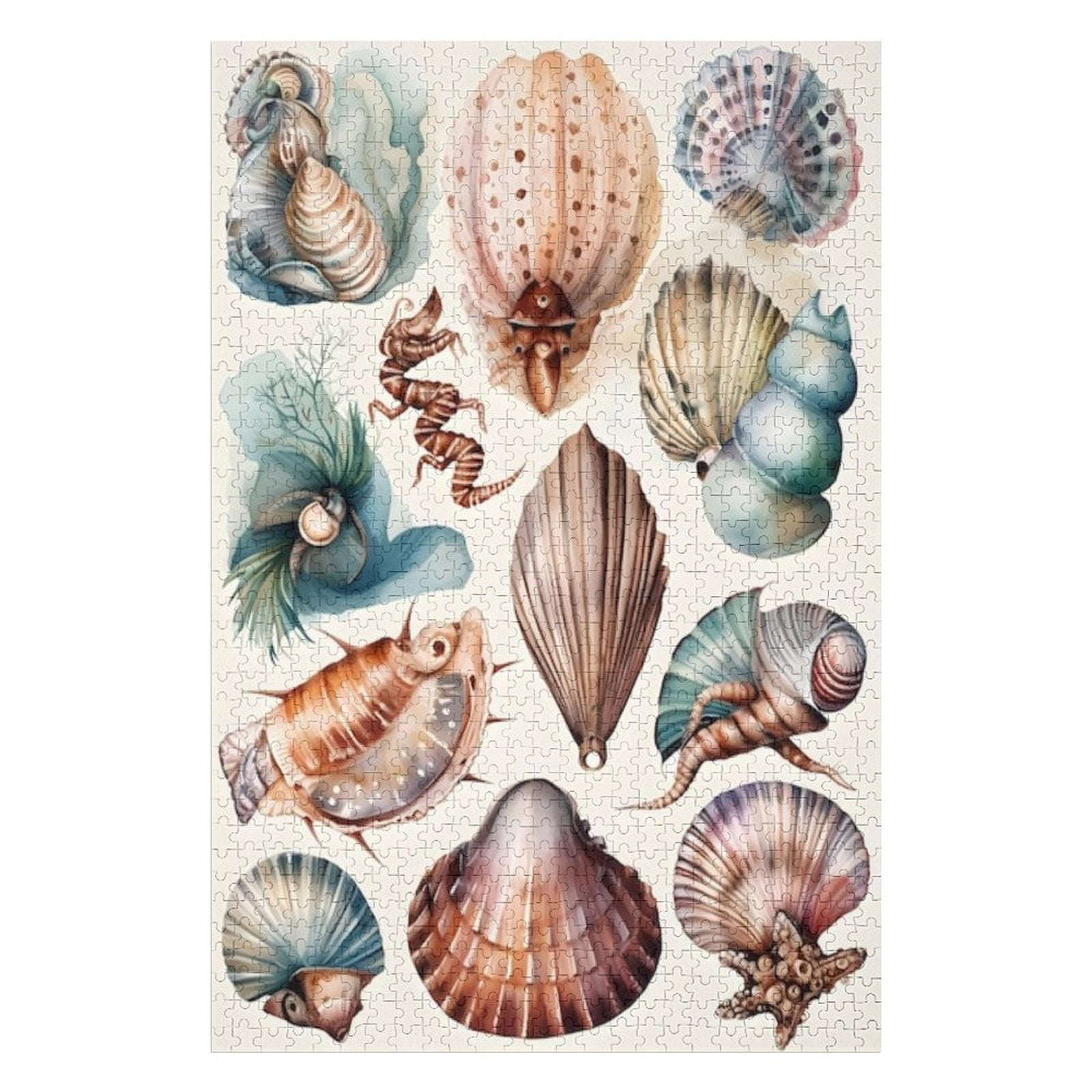 Puzzles for Adults 500 Pieces - Watercolor Sea Creatures Seashell ...