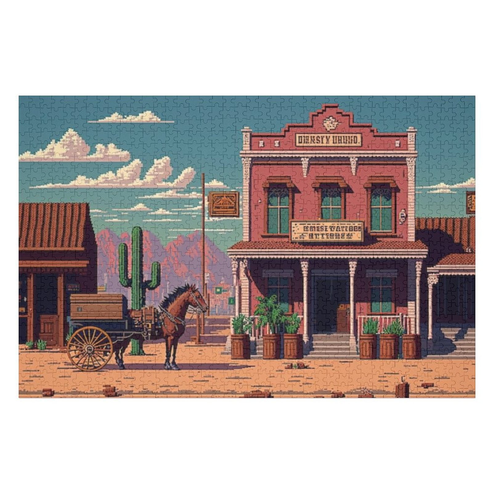 Puzzles for Adults 500 Pieces - Wild West Town Building High Difficulty ...