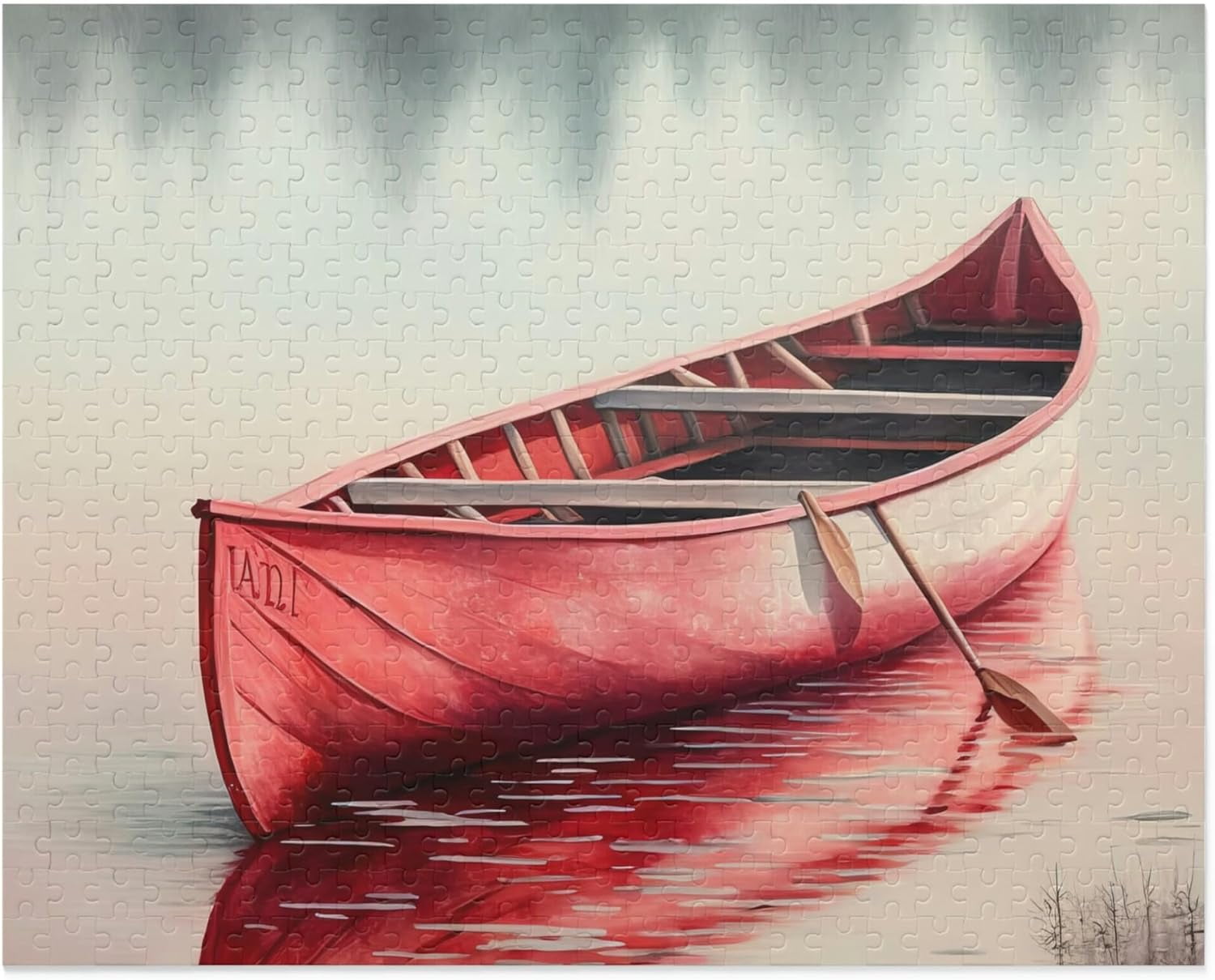 Puzzles for Adults Red Canoe Canoes On The Lake Jigsaw Vibrant ...