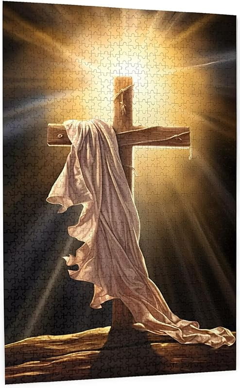 Puzzles For Adults 1000 Pieces He Is Risen Jesus Cross Formation Wooden ...