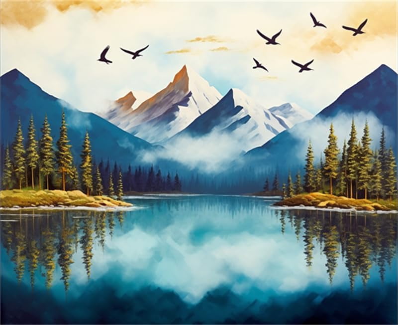 Puzzles For Adults 1000 Pieces Mountain Lake Birds Landscape Puzzle ...