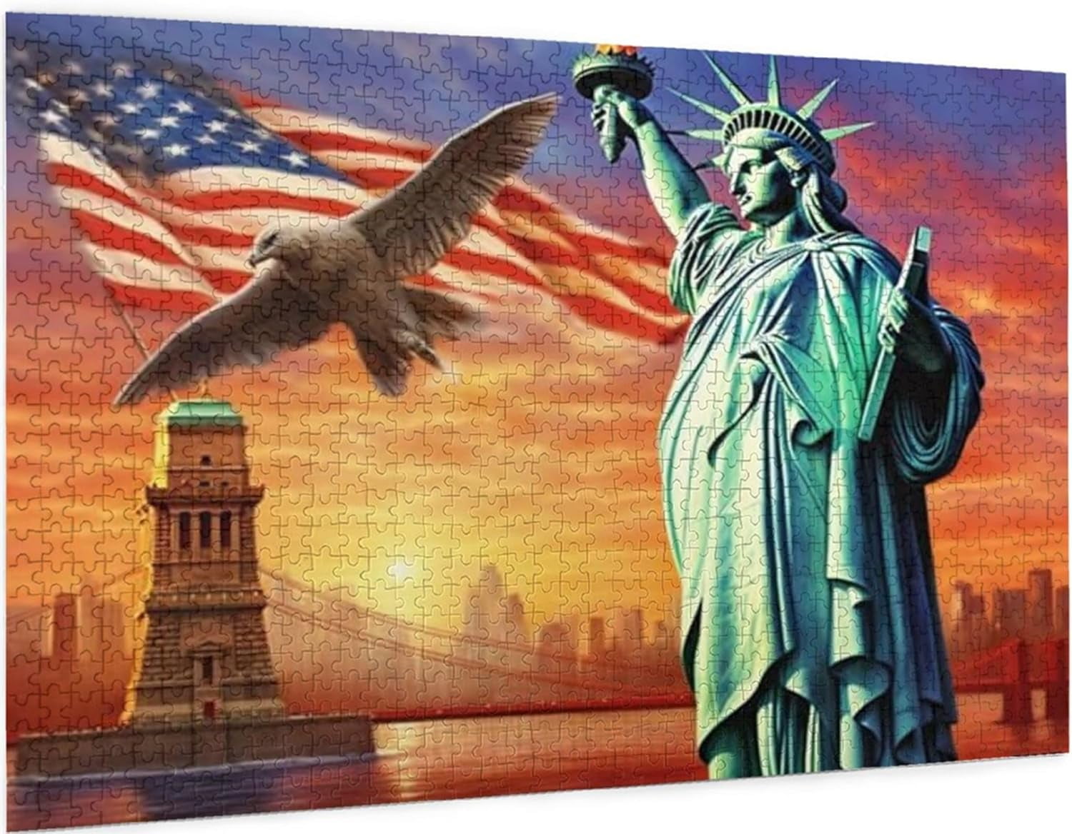 Puzzles For Adults 1000 Pieces Statue Of Liberty Ny Eagles American ...