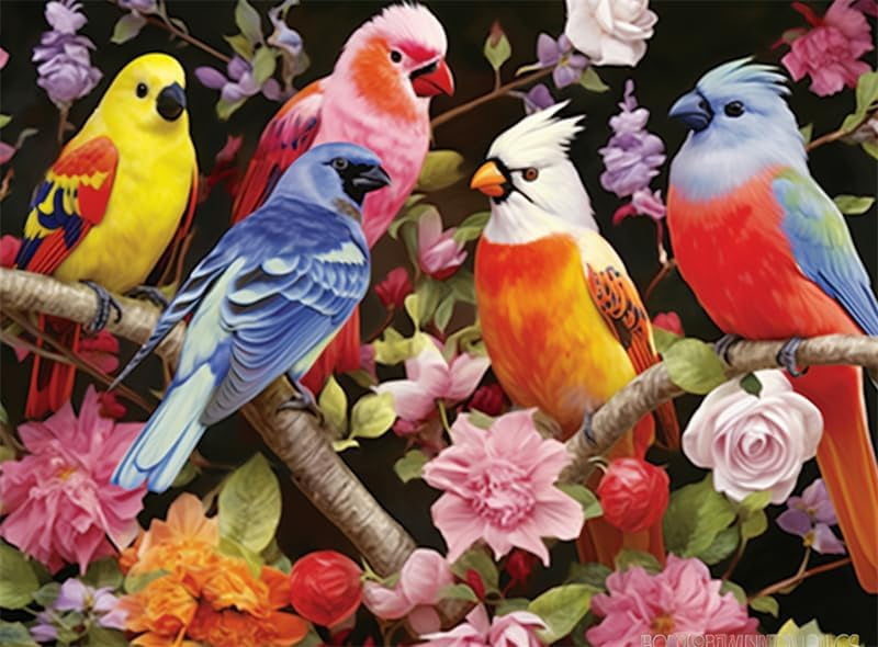 Puzzles For Adults 50 Pieces Garden Colorful Birds Formation Wooden ...