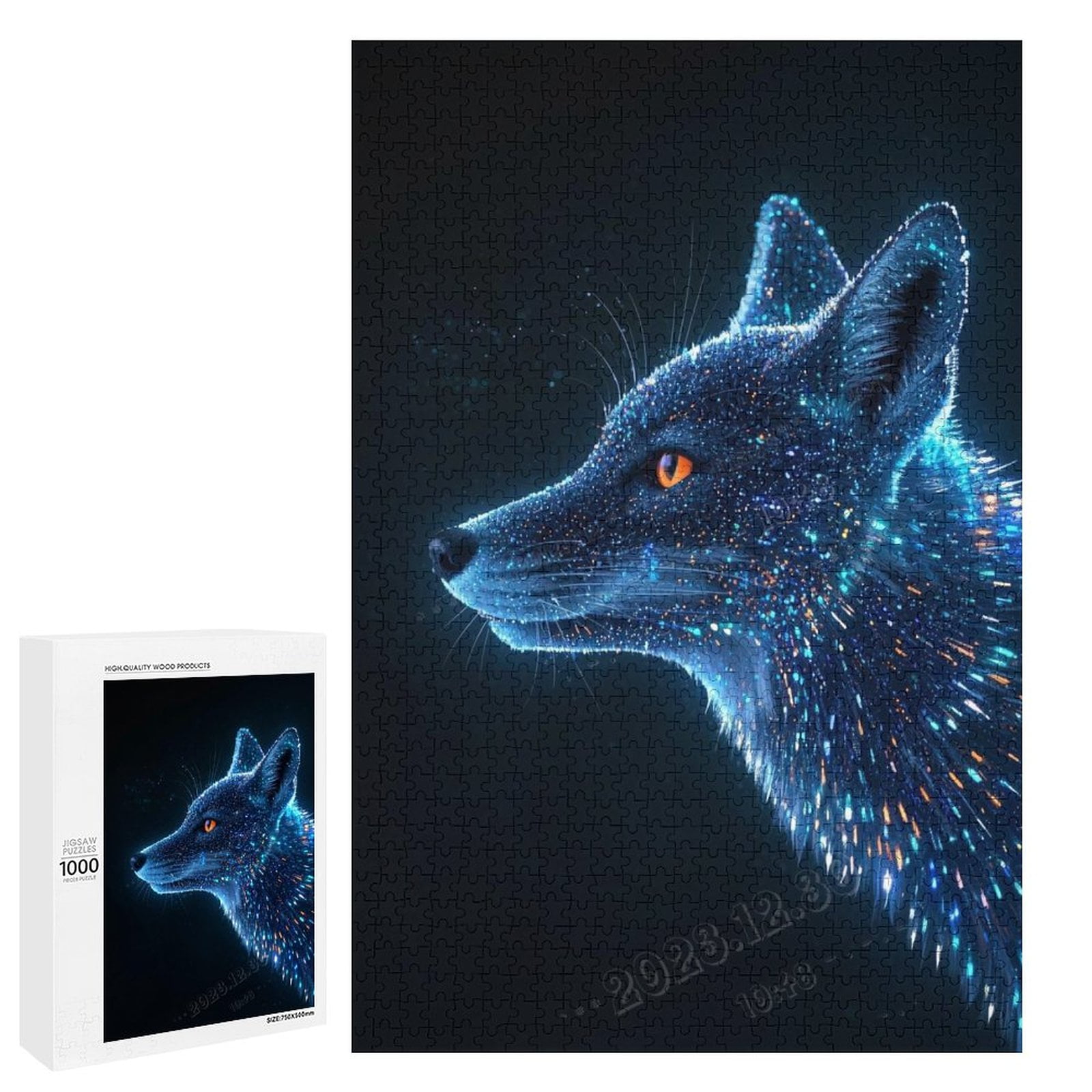 Puzzles Fox with Black Background Jigsaw Puzzles for Adults Art Wooden ...