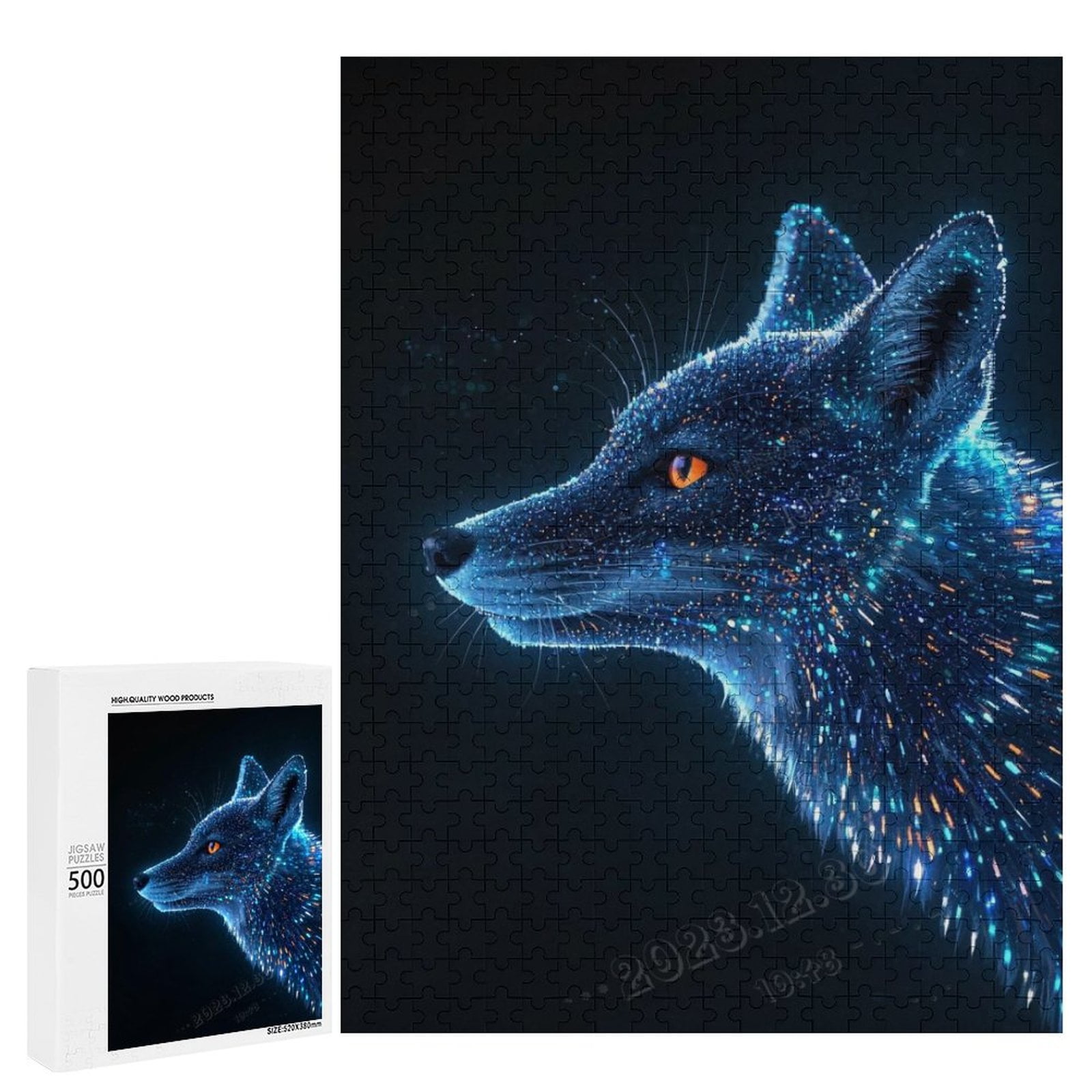 Puzzles Fox with Black Background Jigsaw Puzzles for Adults Art Wooden ...