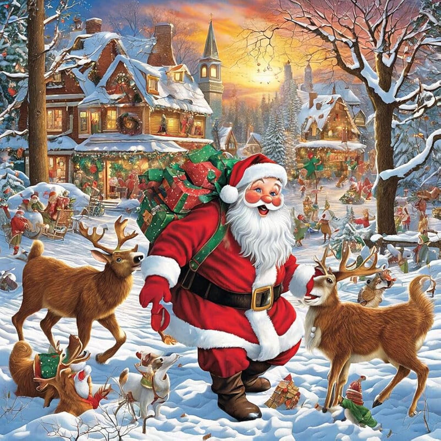 Puzzles Games -Santa Claus in The Snow-Pieces Fit Together ...