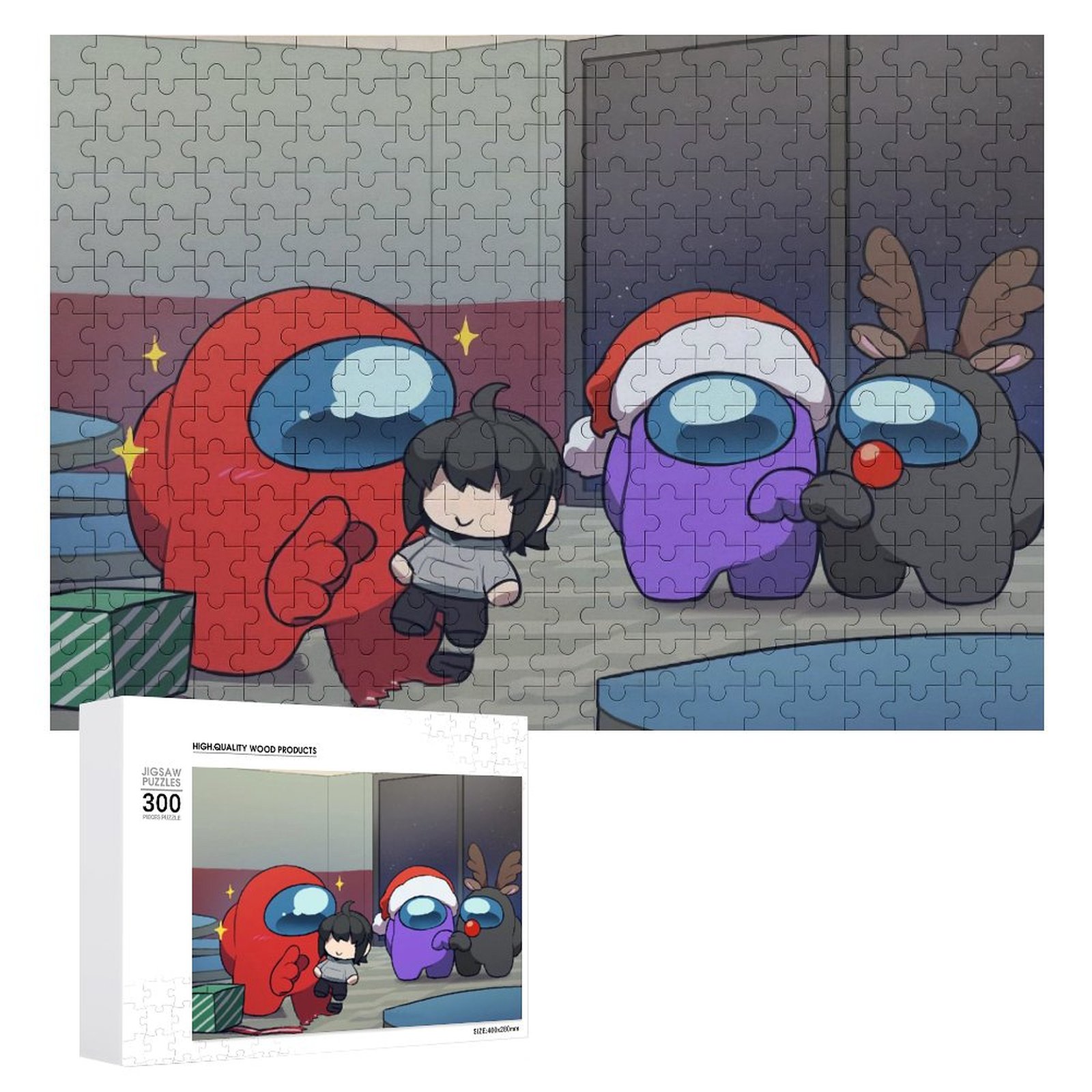 Puzzles for Kids Ages 4-6,Christmas Among Us Santa Hat Puzzles 300 ...