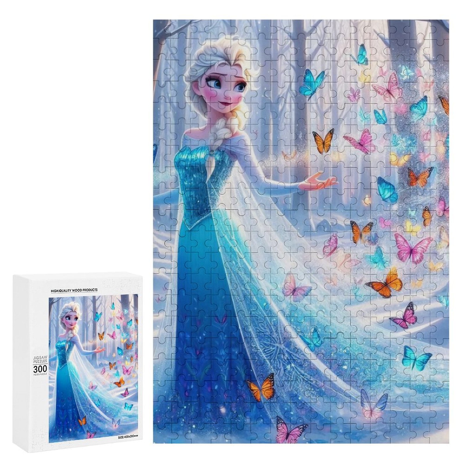 Puzzles for Kids Ages 4-6,Frozen Elsa Snowflake Butterfly Puzzles 300 ...