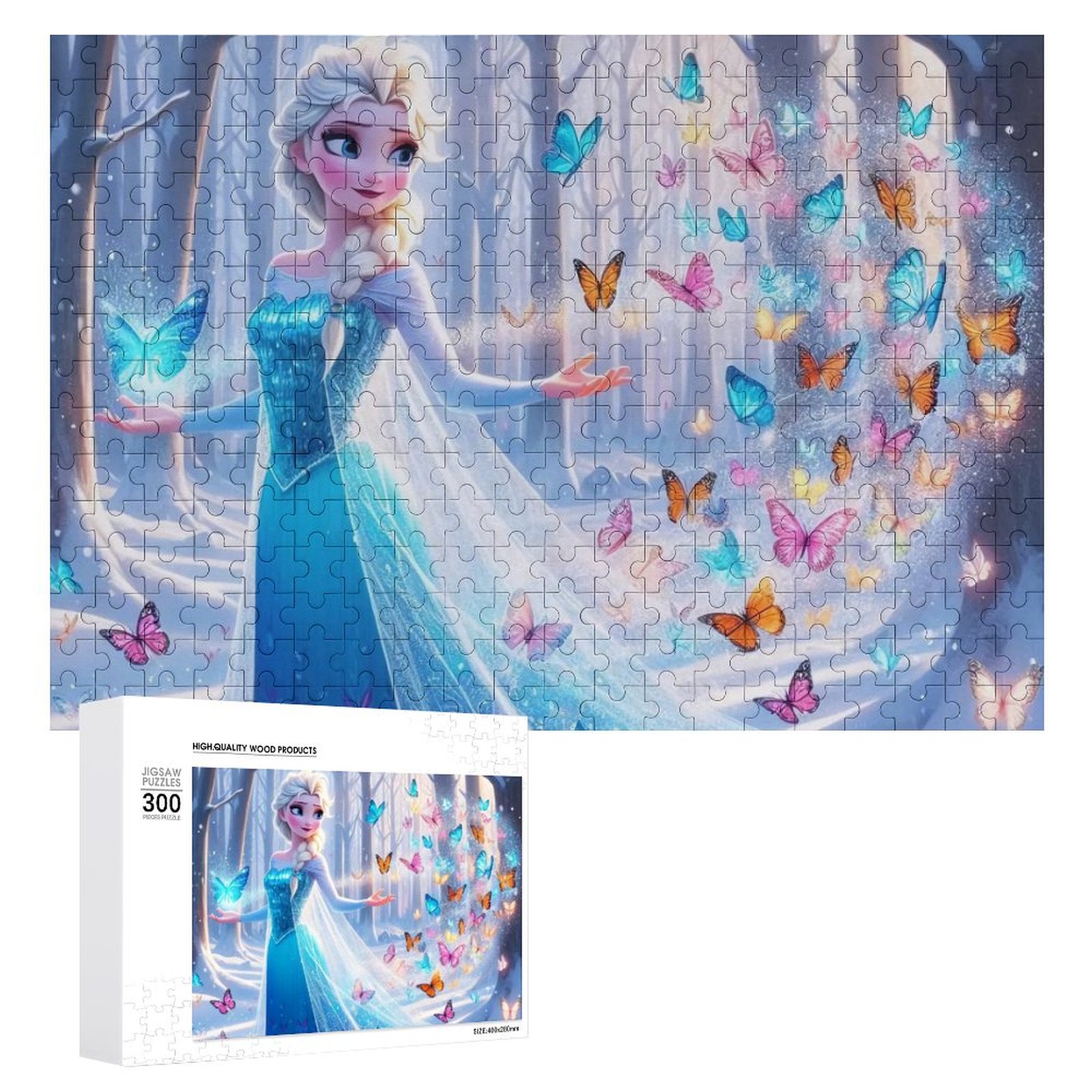 Puzzles for Kids Ages 4-6,Frozen-Elsa Snowflake Butterfly Puzzles 300 ...