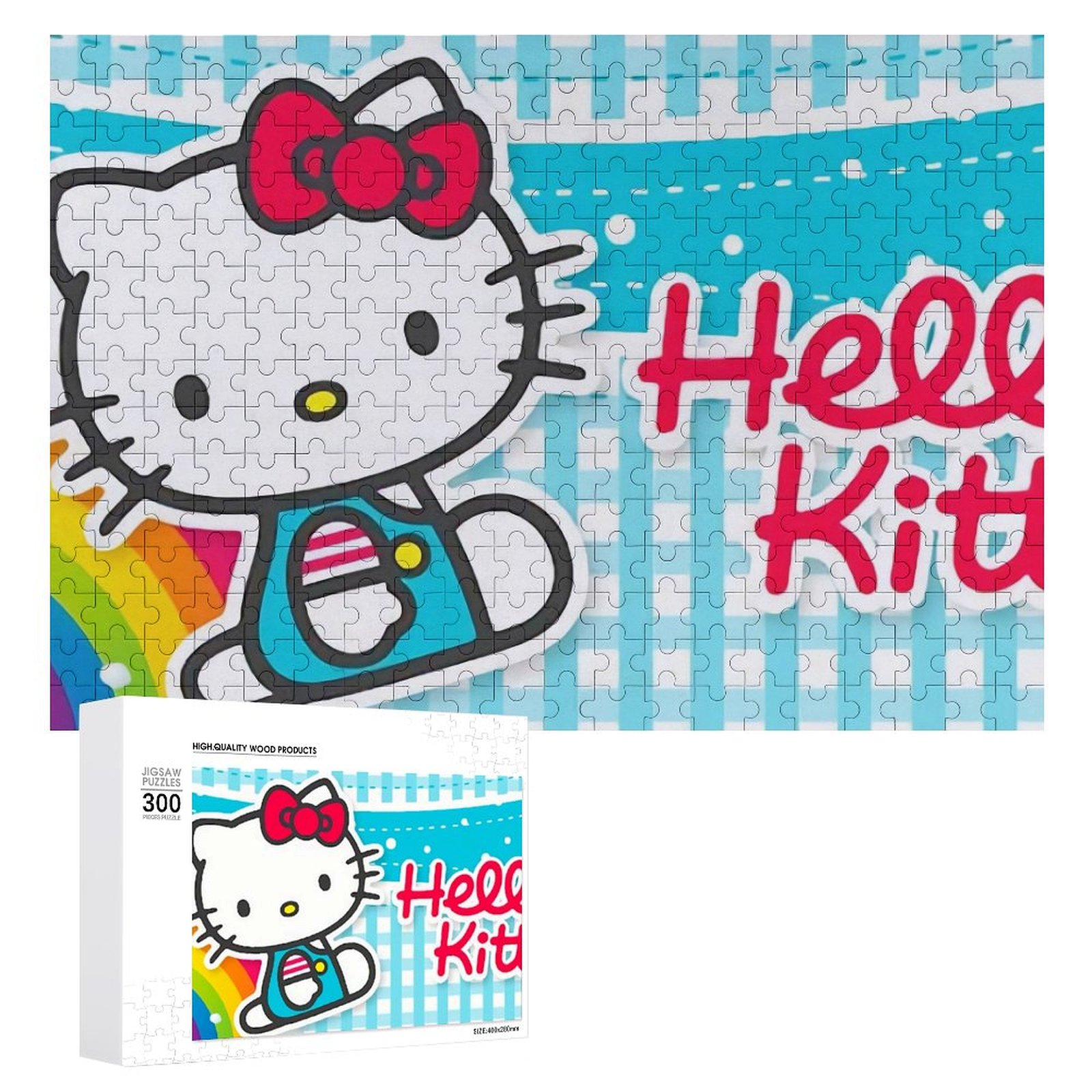 Puzzles for Kids Ages 4-6,Hello Kitty Blue Plaid Puzzles 300 Piece ...