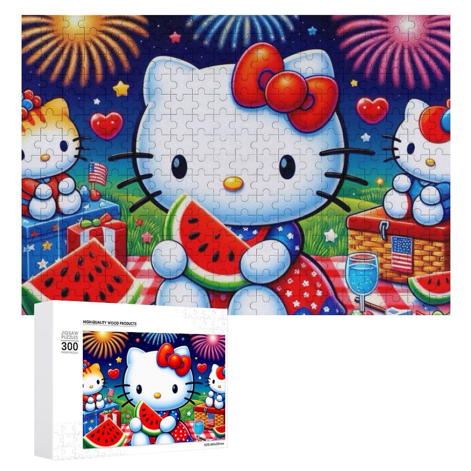 Puzzles for Kids Ages 4-6,Hello Kitty Watermelon Fireworks Puzzles 300 ...