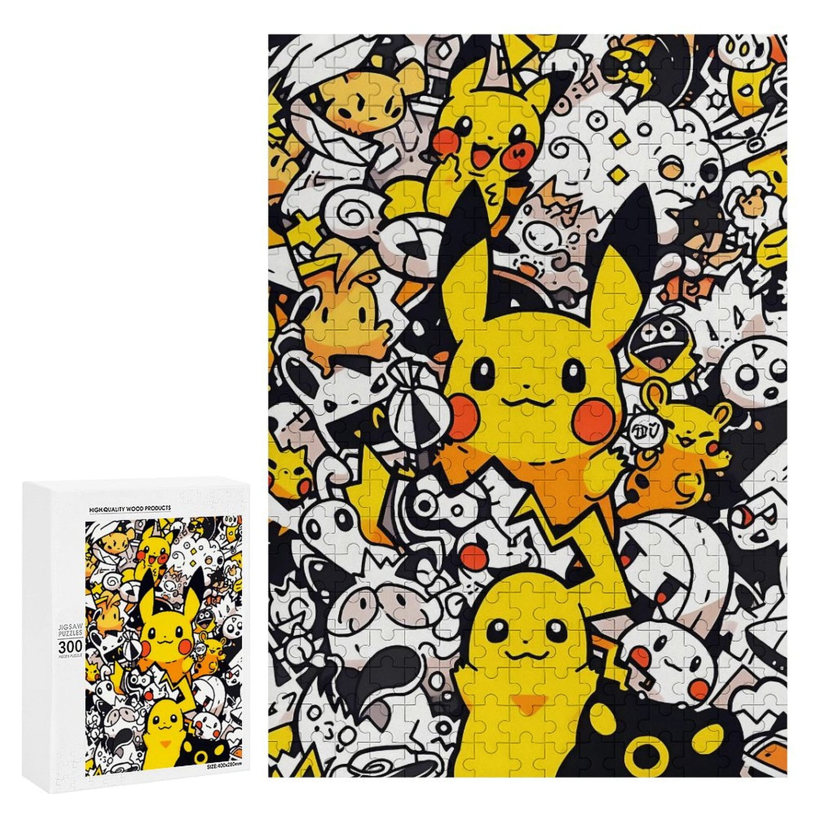 Puzzles for Kids Ages 4-6,Pikachu Simple Doodle Puzzles 300 Piece ...