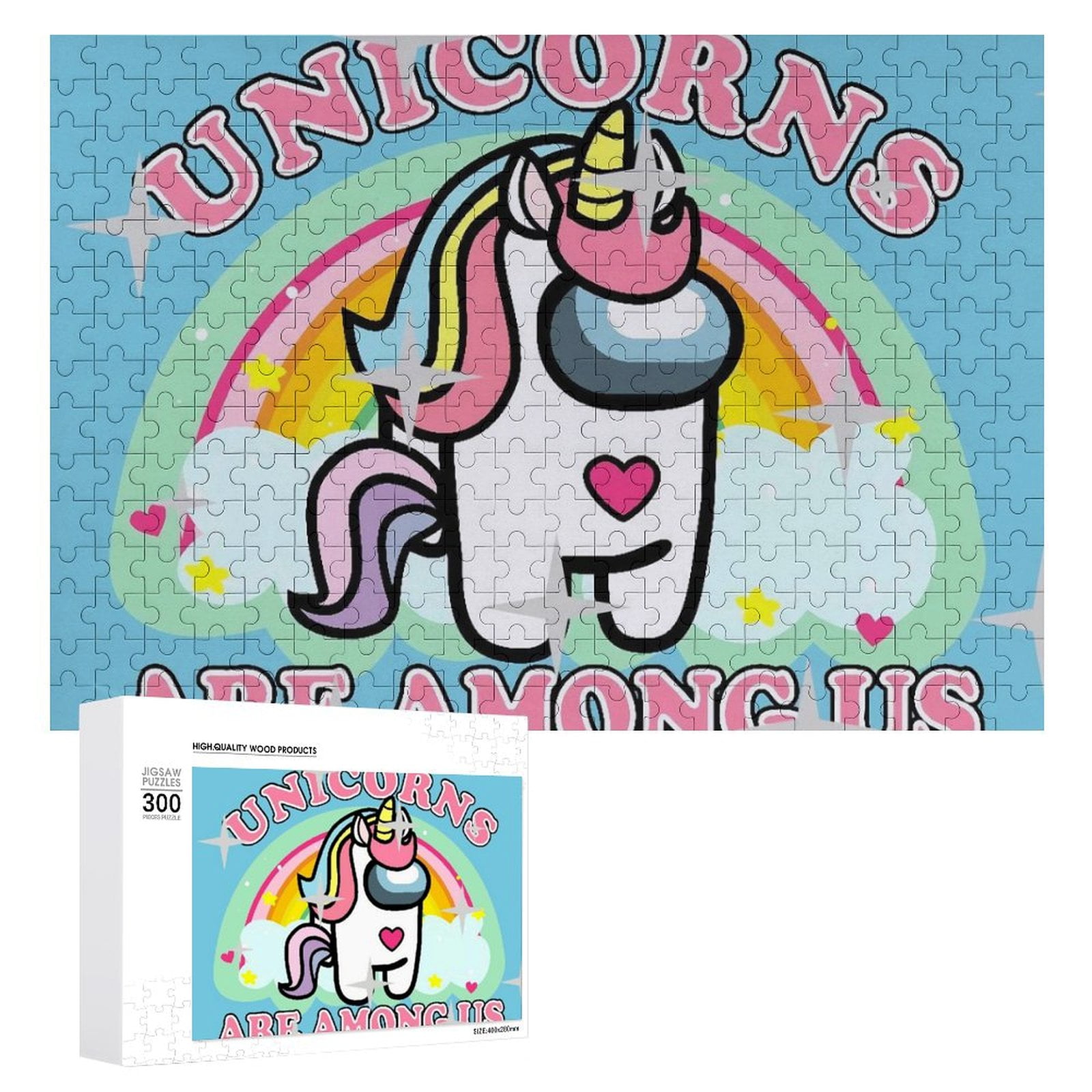 Puzzles for Kids Ages 4-6,UNICORNS ARF AMONG US Imposter Crewmate Puzzles 300 Piece Puzzles for ...