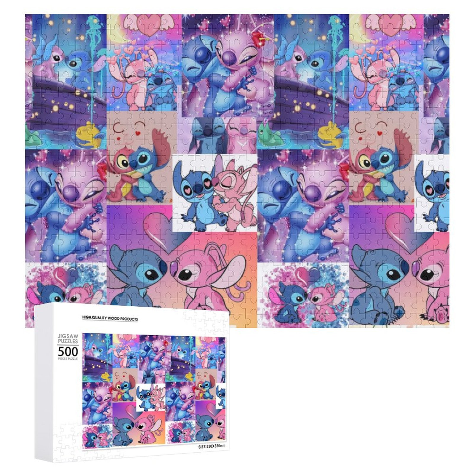 Puzzles for Kids Ages 4-8,Angel And Stitch Puzzles 500 Piece Puzzles ...