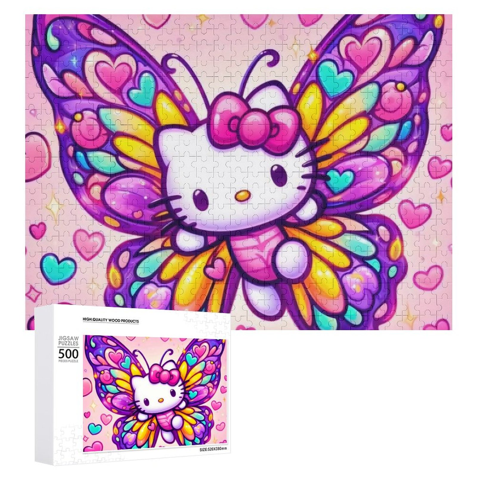Puzzles for Kids Ages 4-8,Butterfly Hello Kitty Puzzles 500 Piece ...