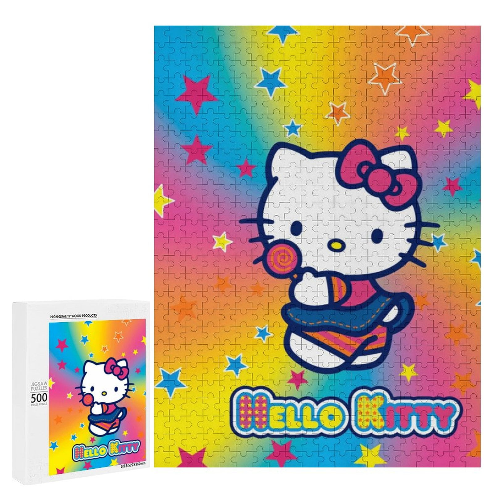 Puzzles for Kids Ages 4-8,Colorful Star Hello Kitty Puzzles 500 Piece ...