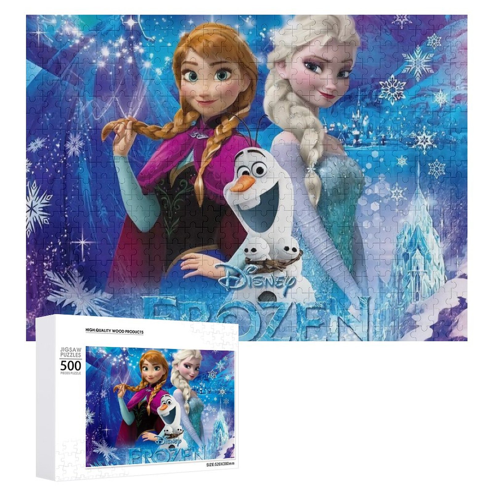 Puzzles for Kids Ages 4-8,Frozen-Anna And Elsa Snowflakes Puzzle 500 ...