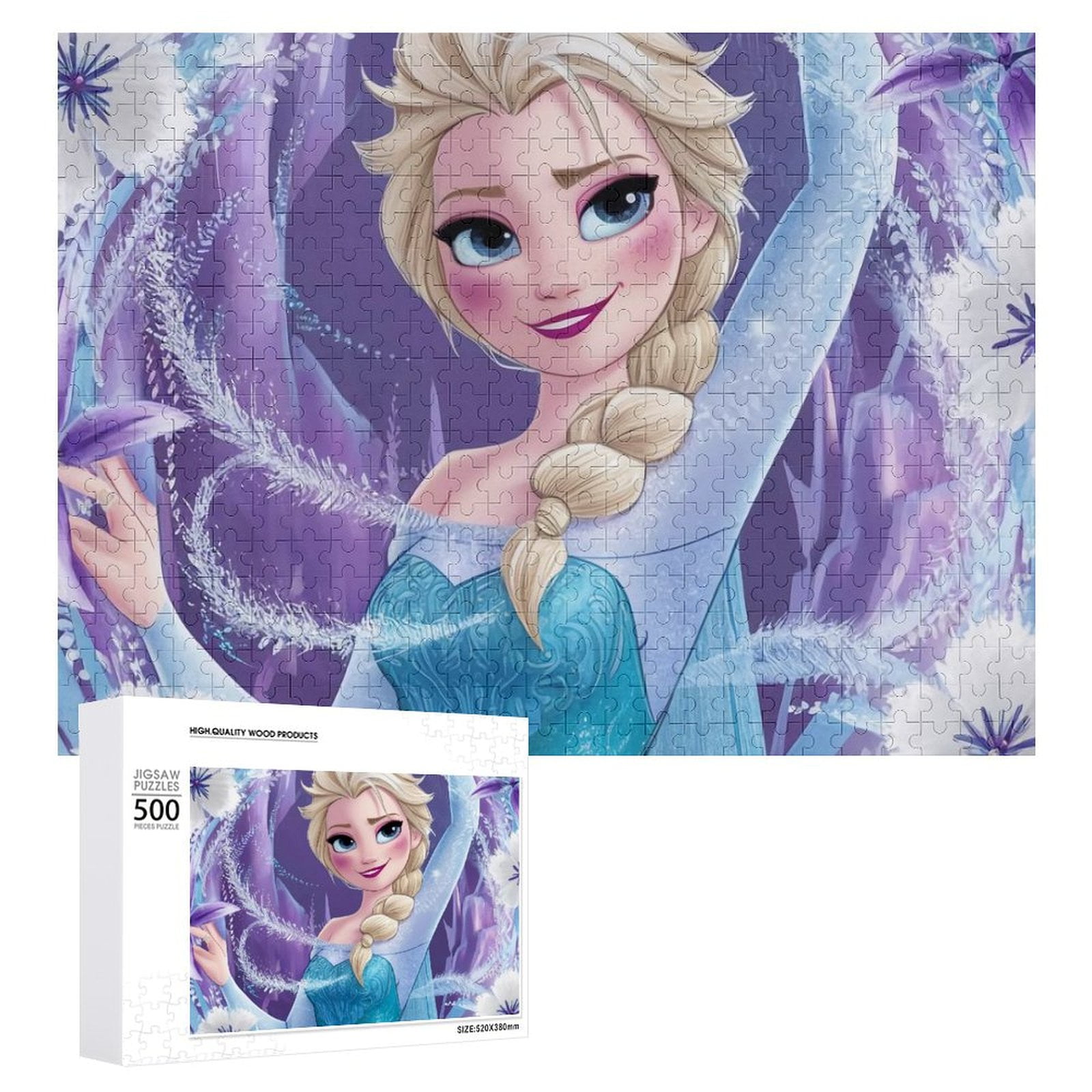Puzzles for Kids Ages 4-8,Frozen-Elsa Snowflake Swirls Princess Pose ...