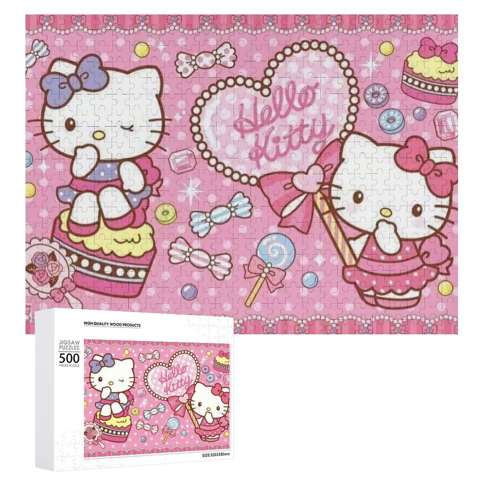 Puzzles for Kids Ages 4-8,Hello Kitty Heart Lollipop Puzzles 500 Piece ...
