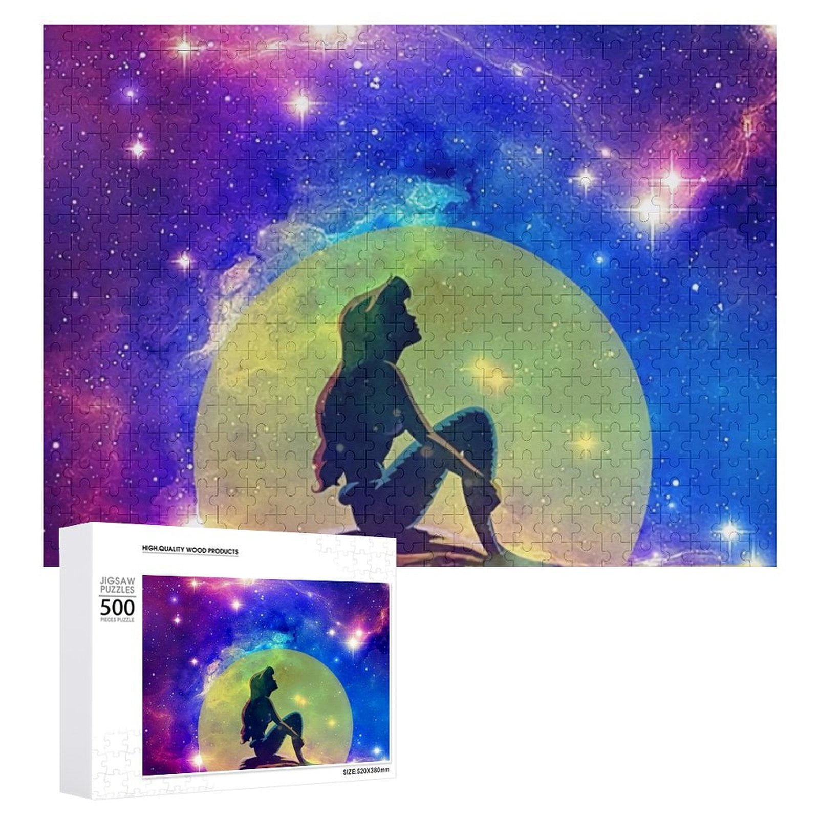Puzzles for Kids Ages 4-8,Luminous Galaxy Princess Ariel Puzzles 500 Piece Puzzles for Kids ...