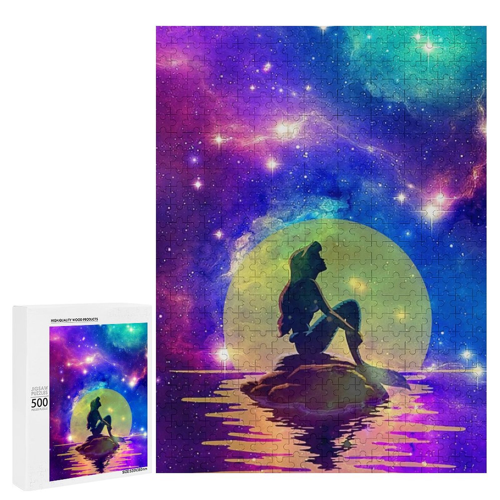 Puzzles for Kids Ages 4-8,Luminous Galaxy Princess Ariel Puzzles 500 ...