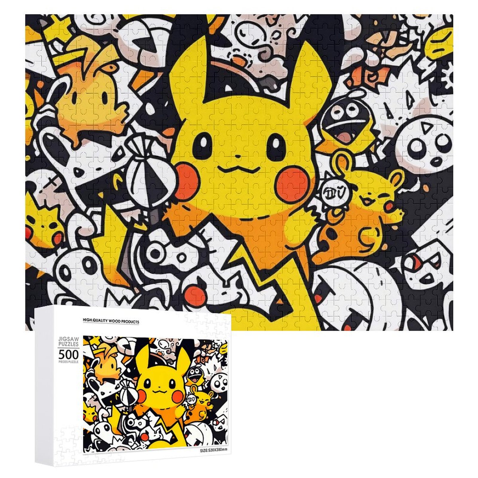 Puzzles for Kids Ages 4-8,P-ikachu Simple Doodle Puzzles 500 Piece ...