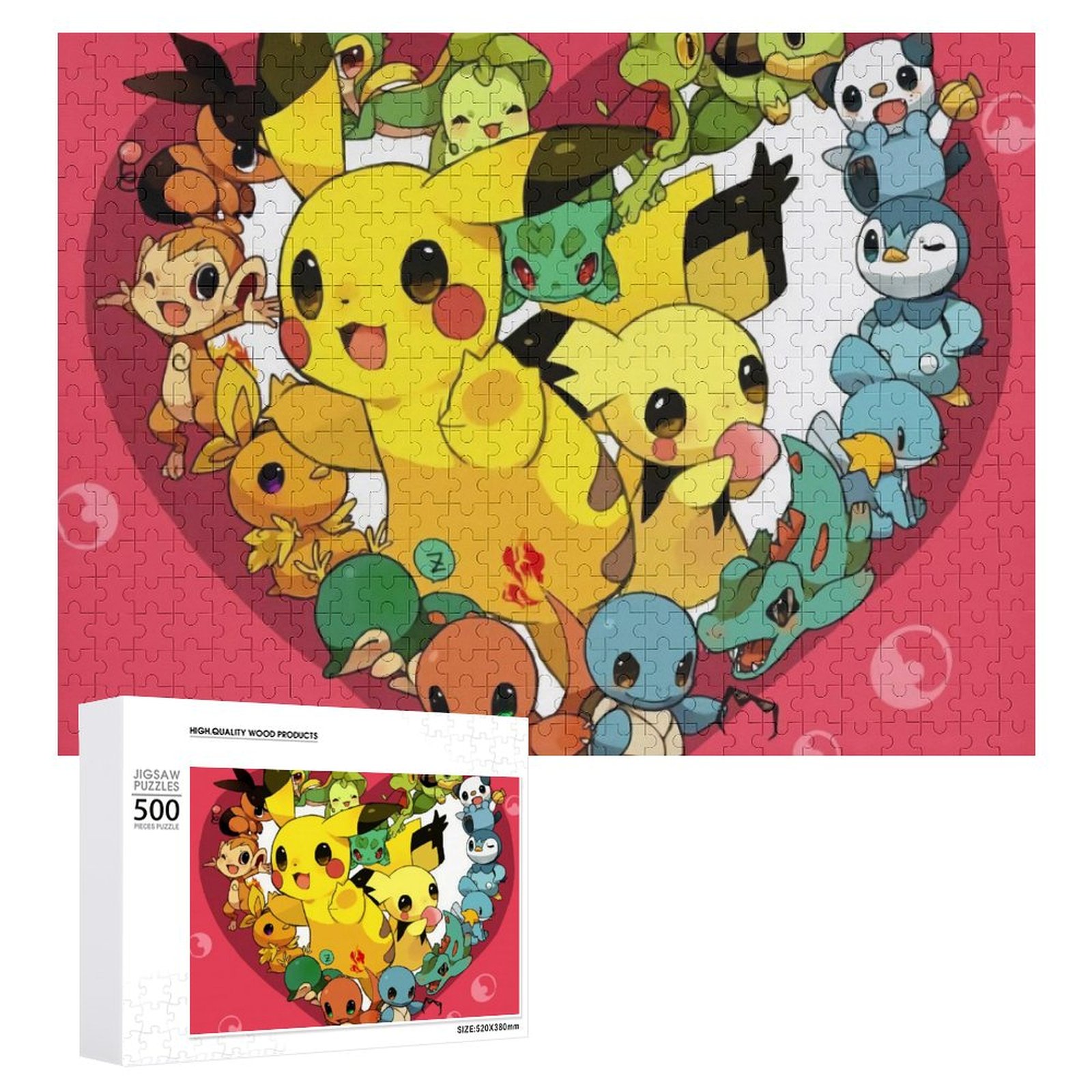 Puzzles for Kids Ages 4-8,P-okémon-P-ikachu Charmander Squirtle Bulbasaur Party Puzzle 500 Piece ...