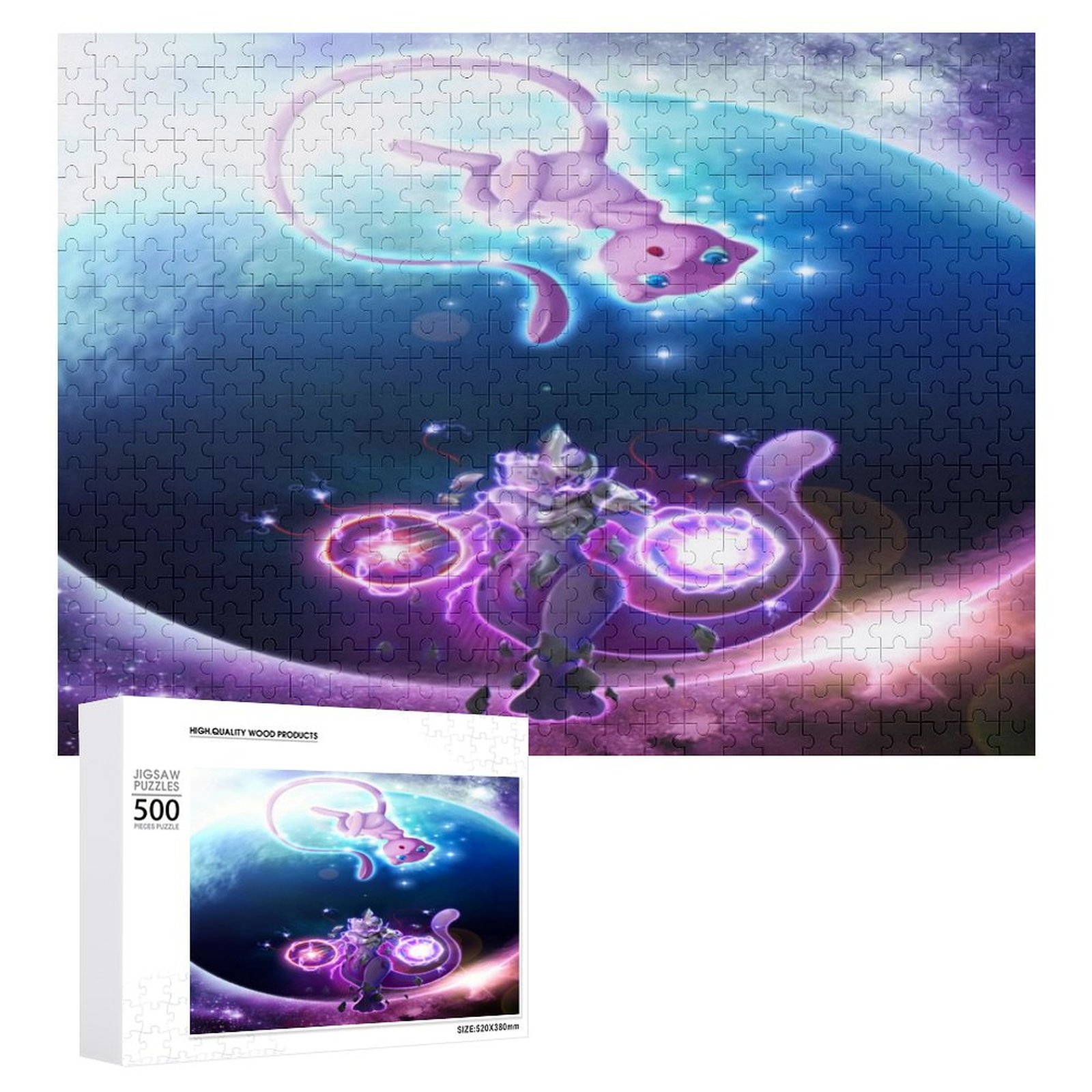 Puzzles for Kids Ages 4-8,P-okémon-P-ikachu Dream Mewtwo Puzzles 500 Piece Puzzles for Kids ...