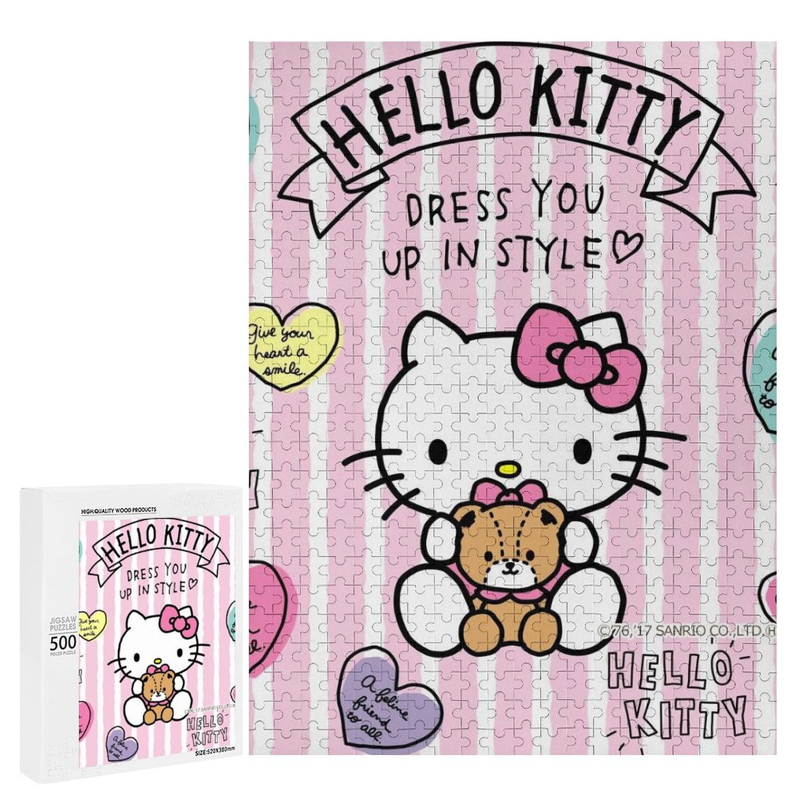 Puzzles for Kids Ages 4-8,Stripe Hello Kitty Puzzles 500 Piece Puzzles ...