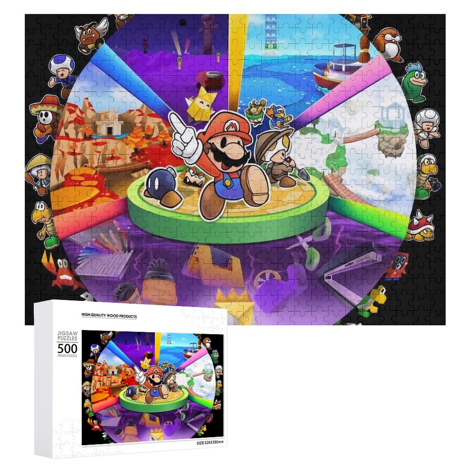 Puzzles for Kids Ages 4-8,Super Mario Round Turntable Puzzles 500 Piece ...