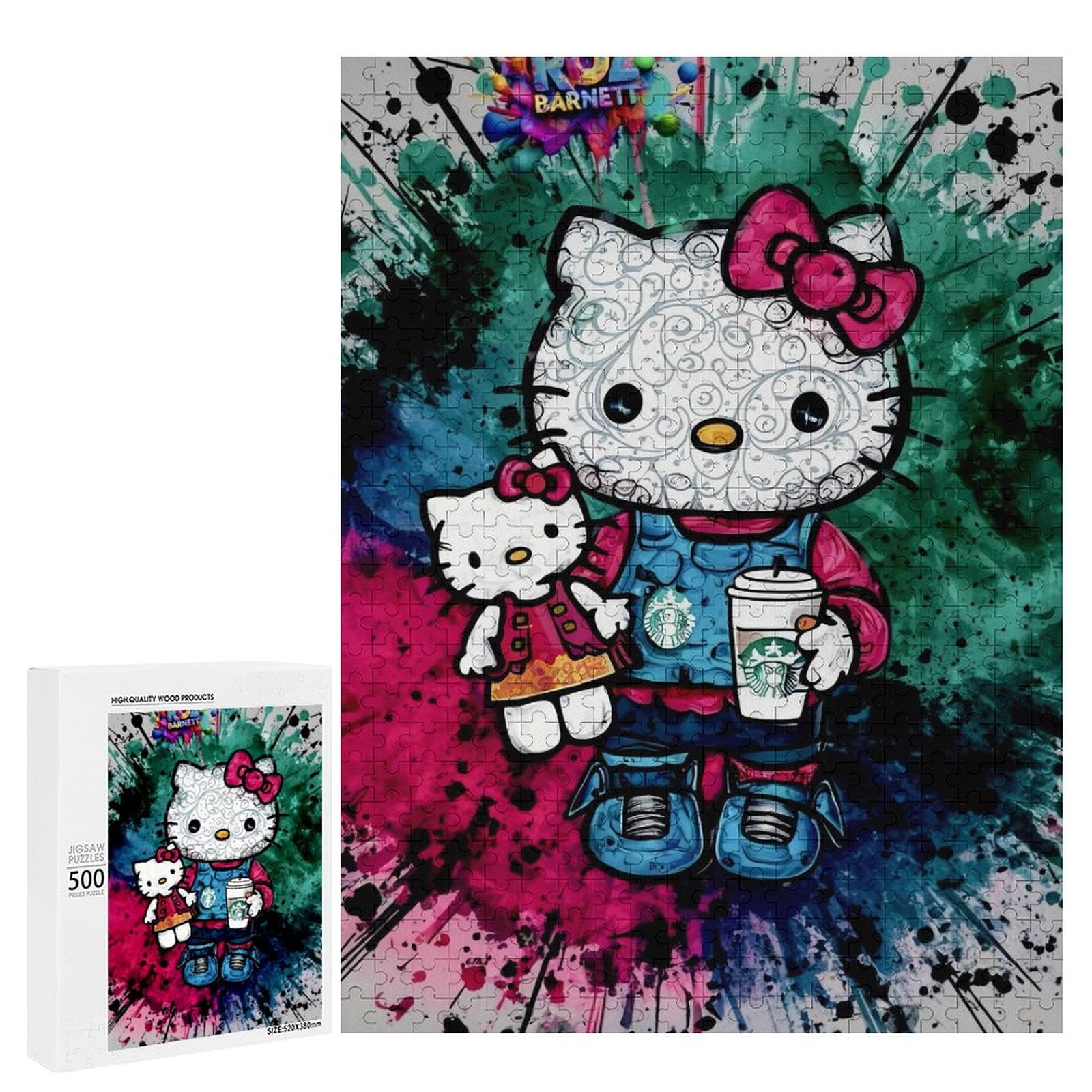 Puzzles for Kids Ages 4-8,Tie-dyed Hello Kitty Puzzles 500 Piece ...
