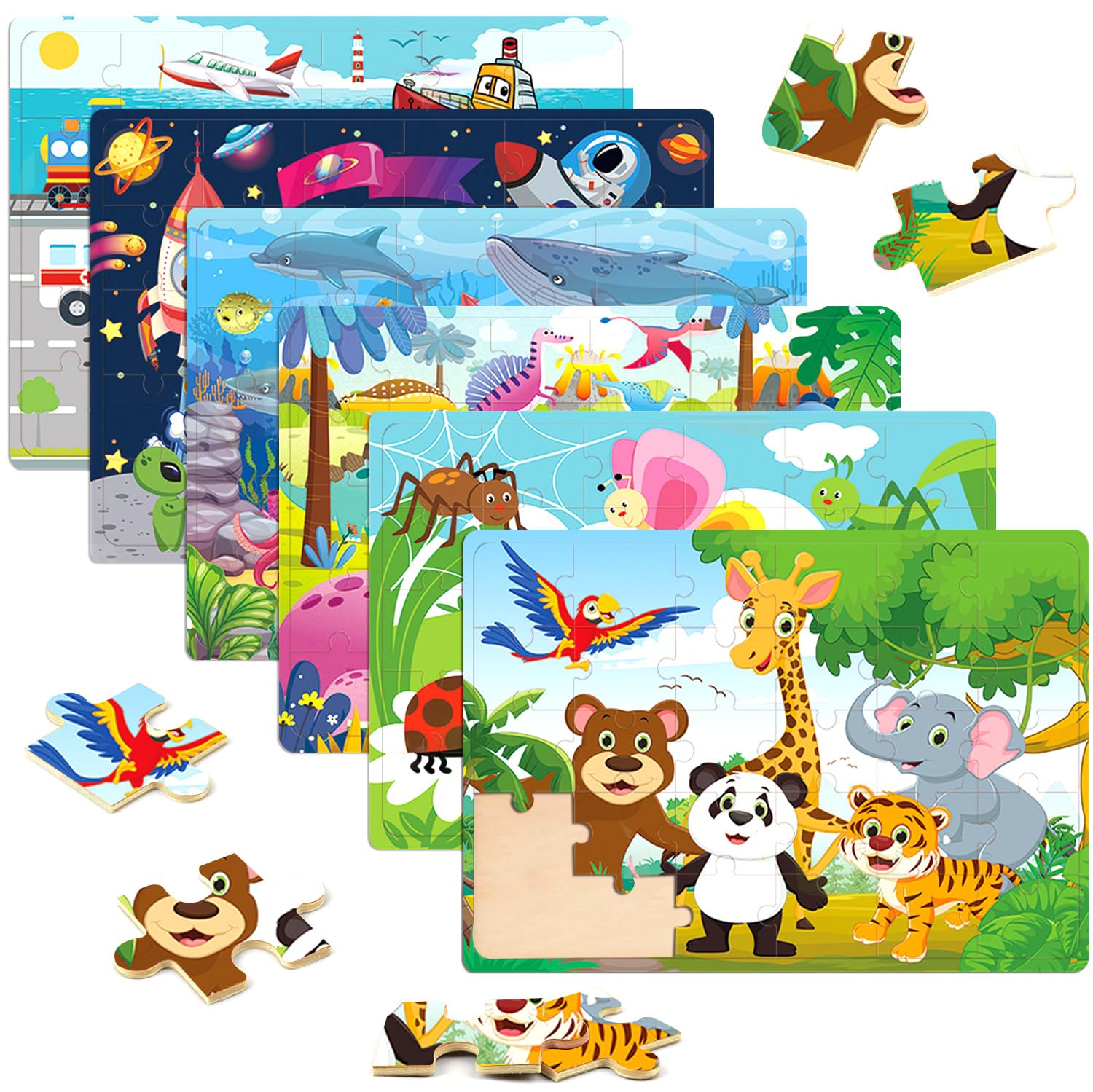 Puzzles for Kids Ages EC36 3-5 Years Old 30 Piece Colorful Wooden ...