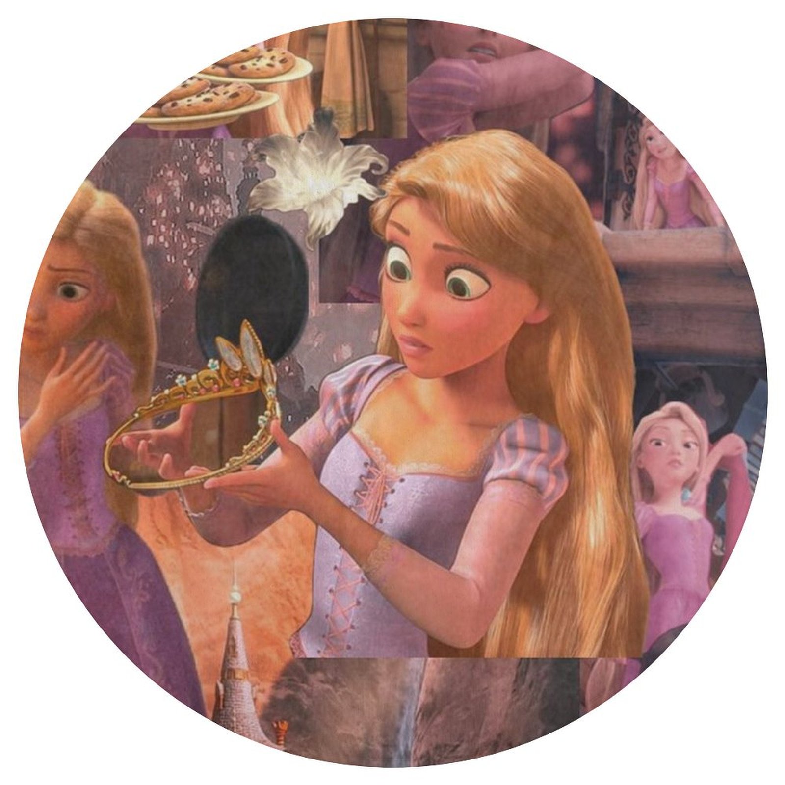 Tangled Rapunzel Round Rug Cute Cartoon Playroom Rug Non-Slip Kids Rug ...