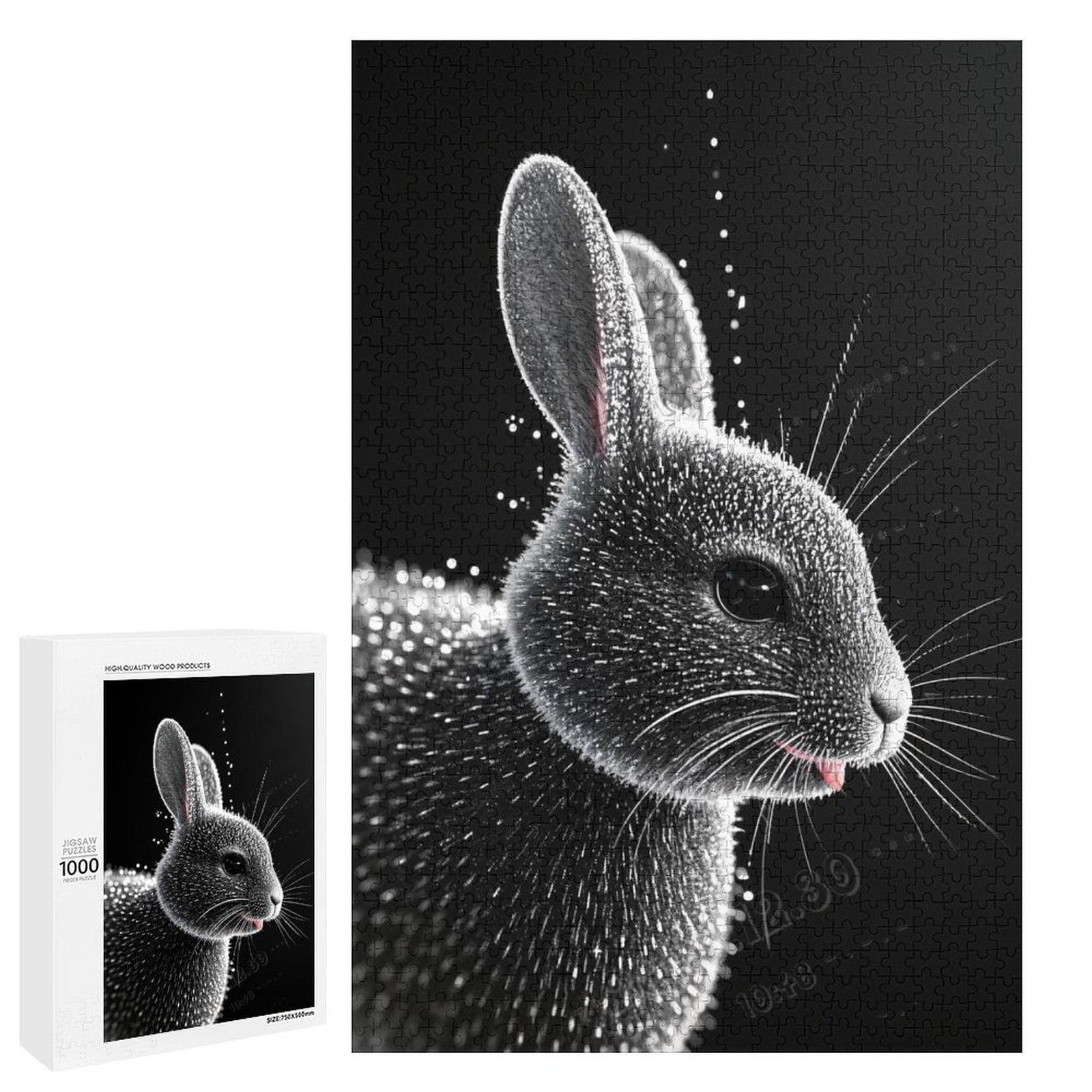 Puzzles Rabbit with Black Background Jigsaw Puzzles for Adults Art ...