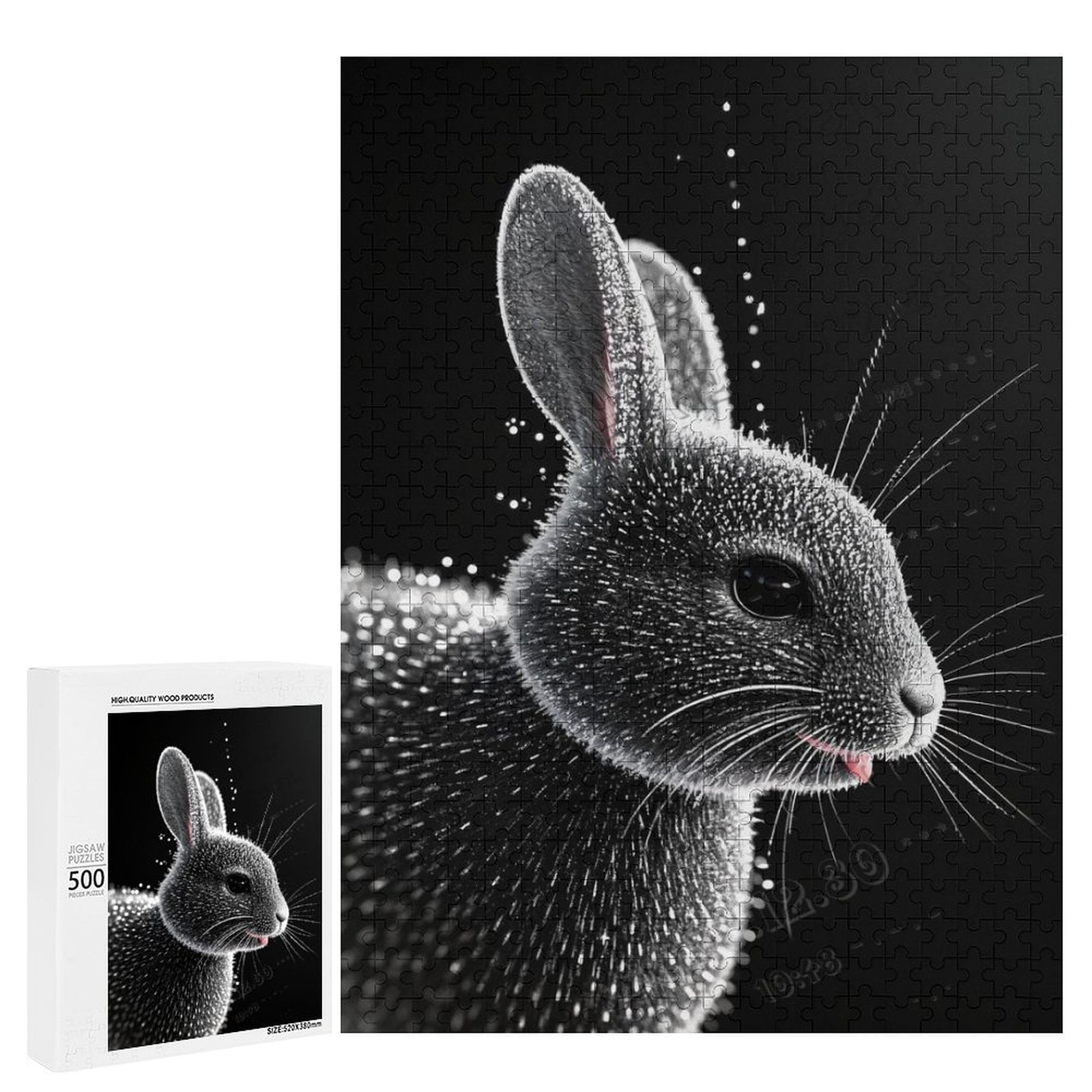Puzzles Rabbit with Black Background Jigsaw Puzzles for Adults Art ...