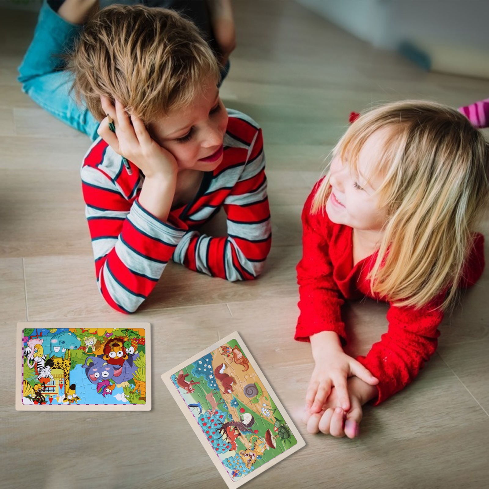 Puzzles for Toddlers 2-4 Wooden Animals Floor Puzzle 3 Packs 24 PCs ...