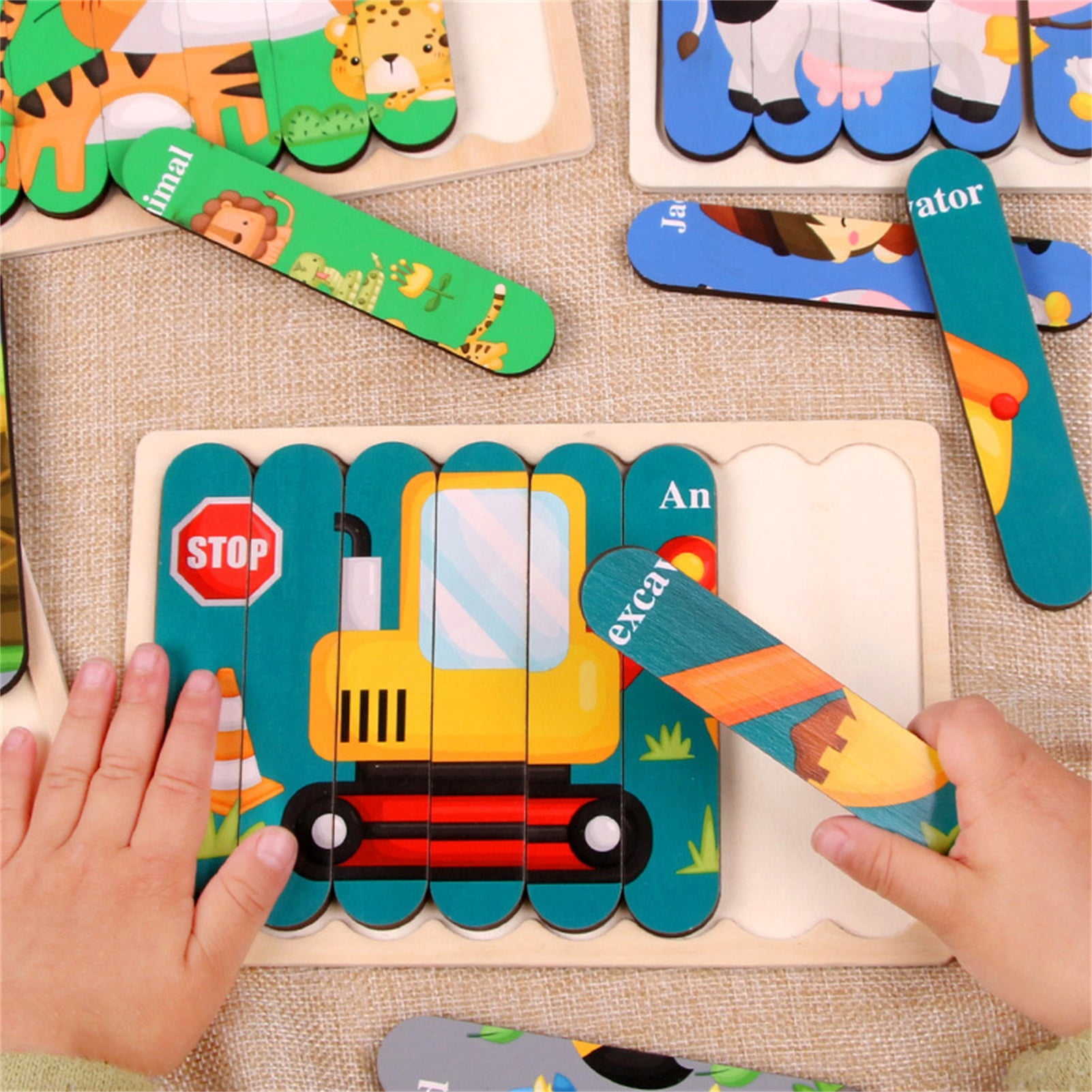Puzzles Toys - Cartoon Design Universal Wooden Young Children Cognitive ...