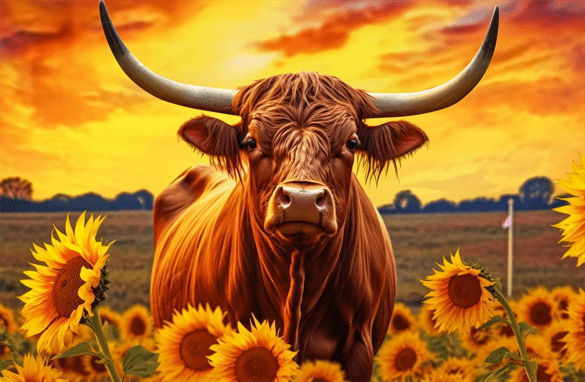 Puzzles for adults 200 pieces for adults High land Cow Sunflower Cattle ...
