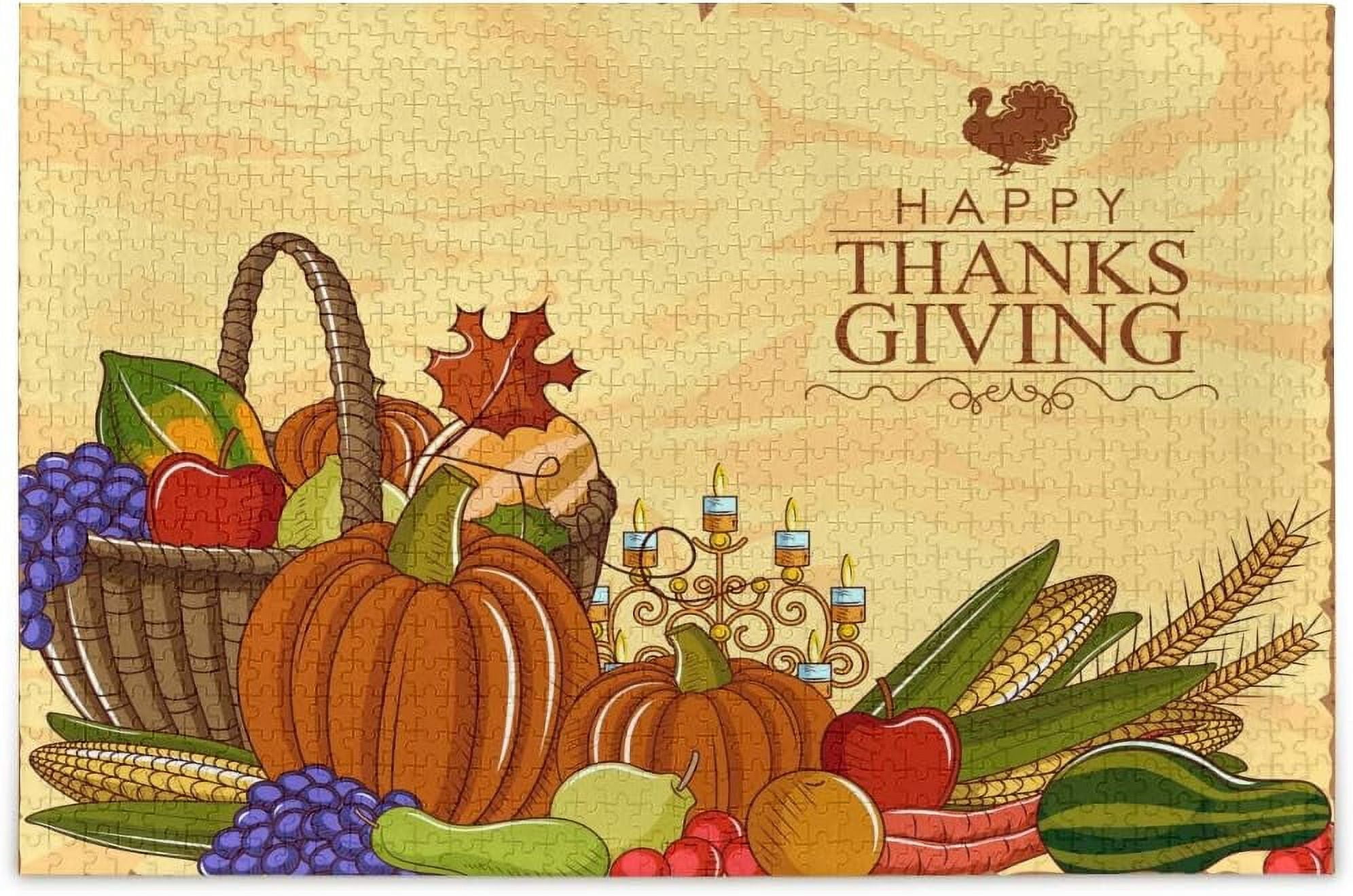 Puzzles for Adults 1000 Piece Autumn Thanksgiving Fruits Pumpkin Turkey ...