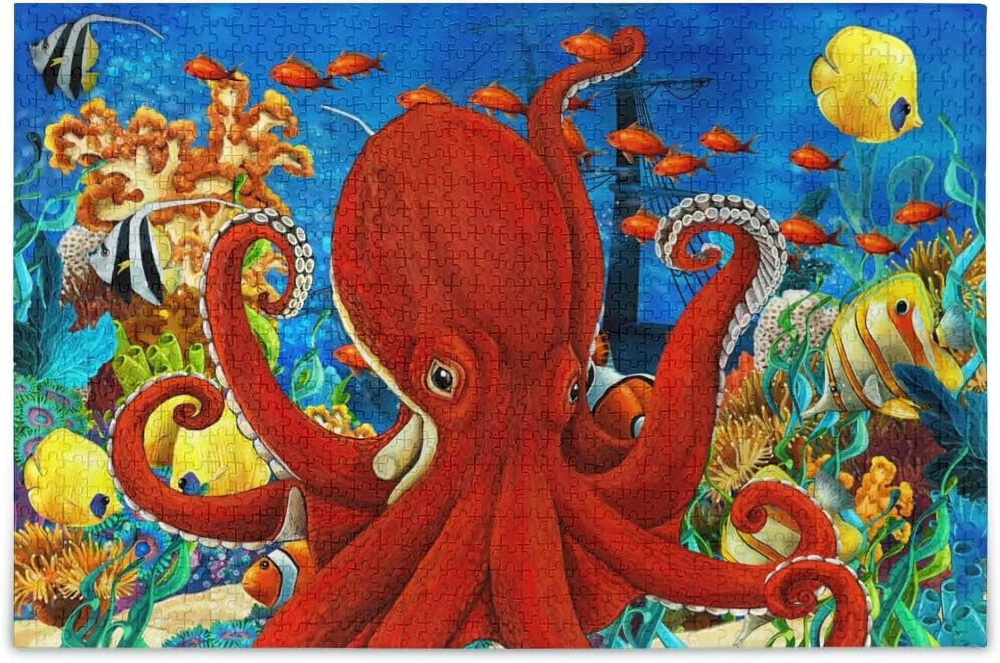 Puzzles for Adults 1000 Piece Cartoon Underwater World Fishes Octopus ...