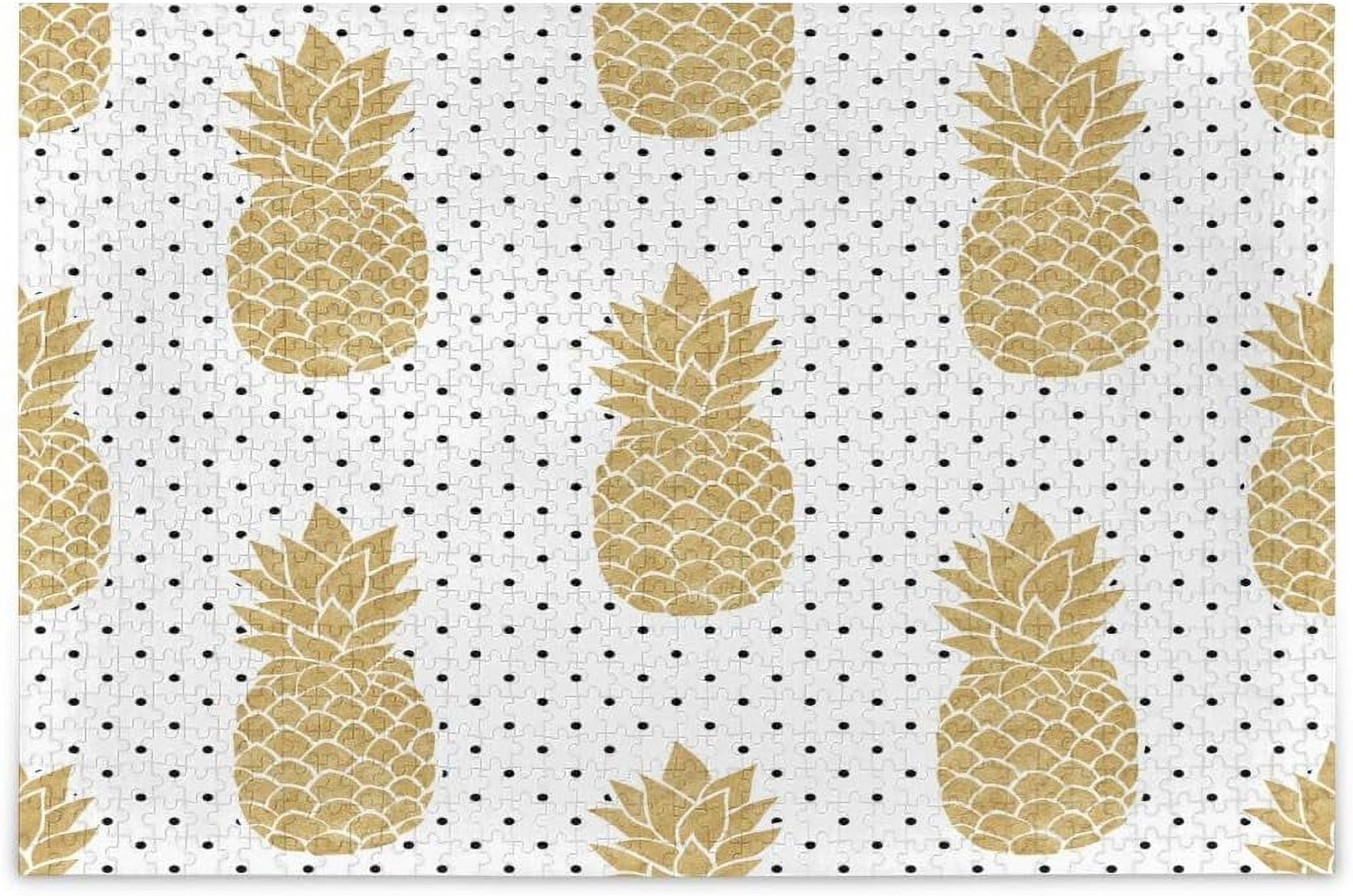 Puzzles for Adults 1000 Piece Gold Pineapples Black Polka Dot , Large Format Jigsaw Puzzle for ...