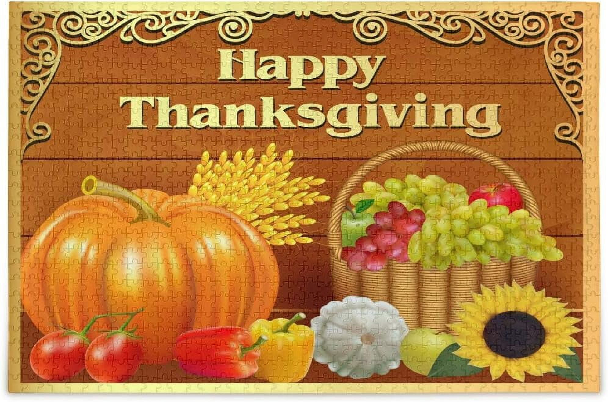 Puzzles for Adults 1000 Piece Thanksgiving Fruits Pumpkin Sunflower ...