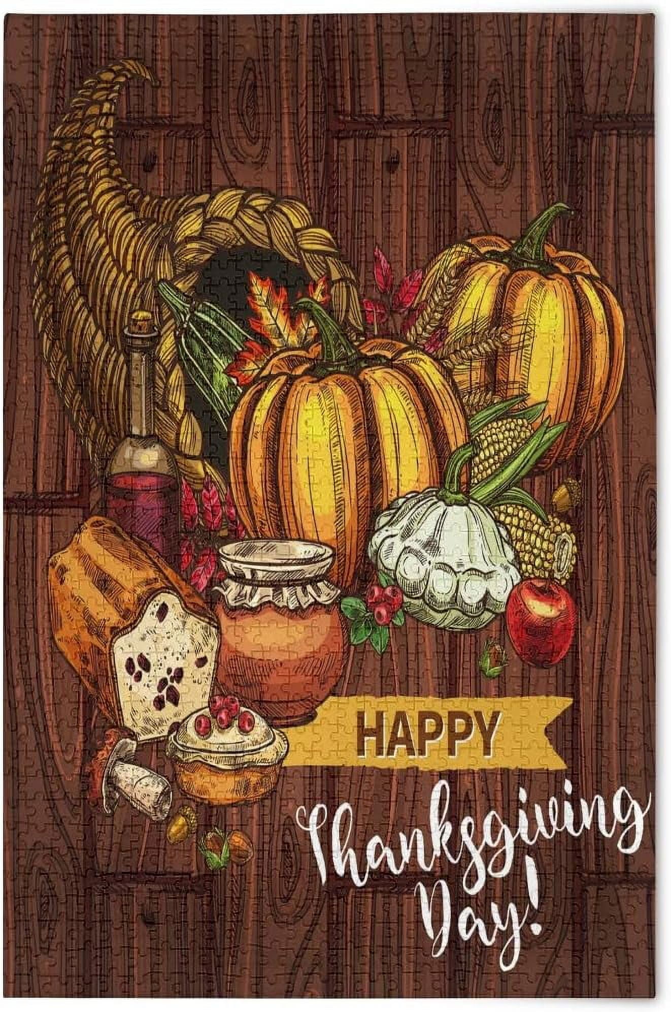 Puzzles for Adults 1000 Piece Thanksgiving Turkey Pie Pumpkin Corn ...