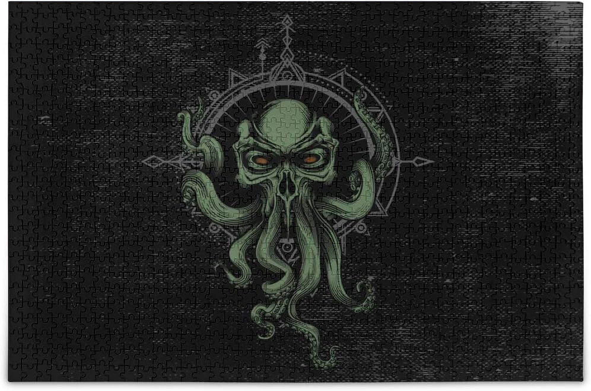 Puzzles for Adults 1000 Piece Vintage Green Octopus Anchor Skull Jigsaw ...